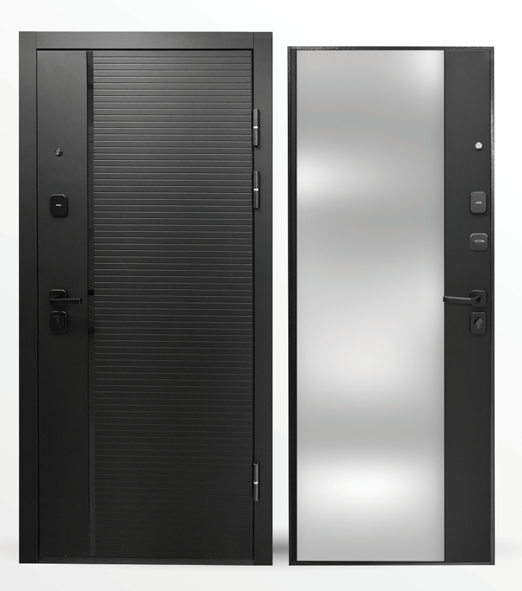 Дверь входная мдф/мдф 8см STRONG 805 (Черный/Черный Зеркало) 860L